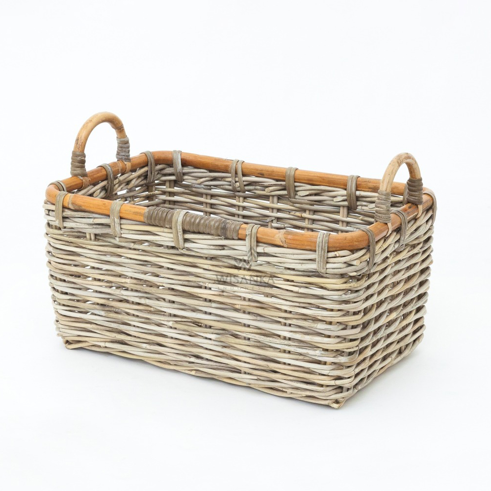 Kiyu Rectangle Basket – Natural Rattan Kubu Storage Basket | Indonesia ...
